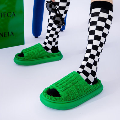 New design Soft and Comfortable plush Open Toe Home indoor Shoes For Ladies Winter Slides Slippers Women wholesale
