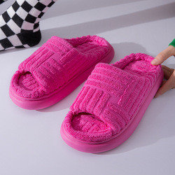 New design Soft and Comfortable plush Open Toe Home indoor Shoes For Ladies Winter Slides Slippers Women wholesale