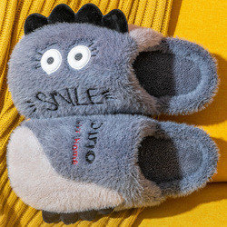 Hot selling cute cartoon factory price bedroom slippers closed toe warm soft plush Winter women home indoor shoes