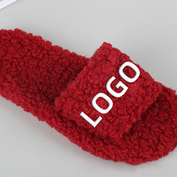 Custom logo outdoor soft plush slippers for women and ladies hot sale wholesale non-slip home indoor custom shoes