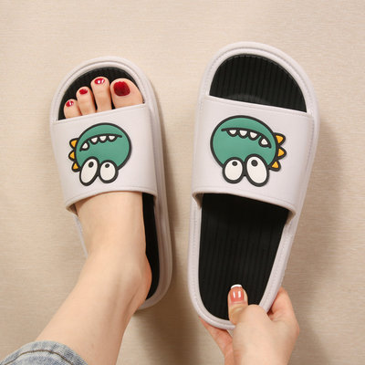 Sandals women summer home bathroom casual shoes couple cute cartoon upper bath non-slip slippers for men