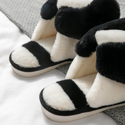 Women's Fluffy Slippers Ladies Home Shoes Cute Plush Dog Animal Fur Slippers ladies Casual Flat house Indoor Slippers
