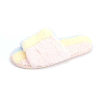 Winter Comfort faux fur Bedroom Fluffy Slide Warm House indoor Slippers for Women Open Toe