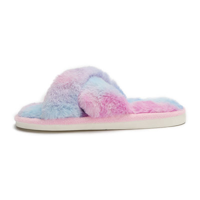 Women faux fur Warm Comfy Winter Slippers Fluffy Breathable home  Indoor  Slippers open toe shoes
