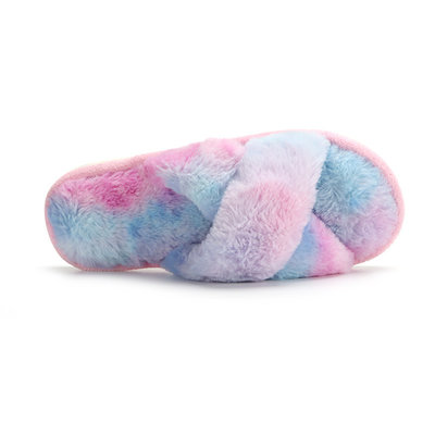 Women faux fur Warm Comfy Winter Slippers Fluffy Breathable home  Indoor  Slippers open toe shoes