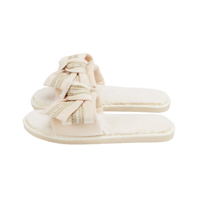 Cute Bowknot Plush home shoes  Women Soft Winter Women Shoes Winter Ladies House indoor Slippers