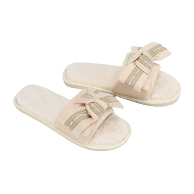 Cute Bowknot Plush home shoes  Women Soft Winter Women Shoes Winter Ladies House indoor Slippers