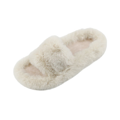Winter Women fluffy Fur Slippers  Fuzzy outdoor indoor Slippers Open Toe shoes