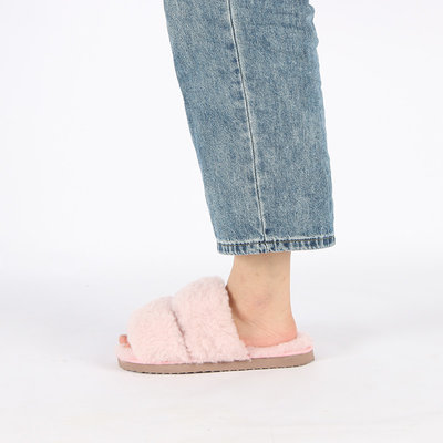 Custom Women Soft Fuzzy Open Toe House Shoes Imitation wool Warm Comfy Slip-on Breathable Slippers luxury fur slippers