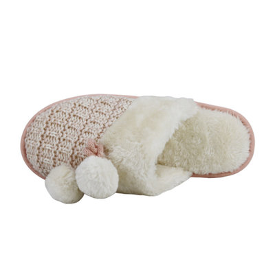 Women Winter Cute Slippers for Ladies Soft bowknot Home indoor Faux Fur Warm Slippers