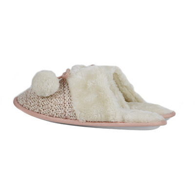 Women Winter Cute Slippers for Ladies Soft bowknot Home indoor Faux Fur Warm Slippers