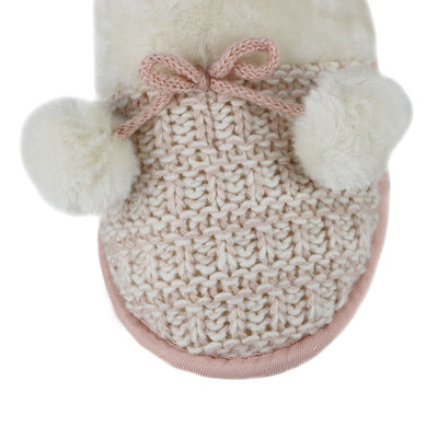 Women Winter Cute Slippers for Ladies Soft bowknot Home indoor Faux Fur Warm Slippers