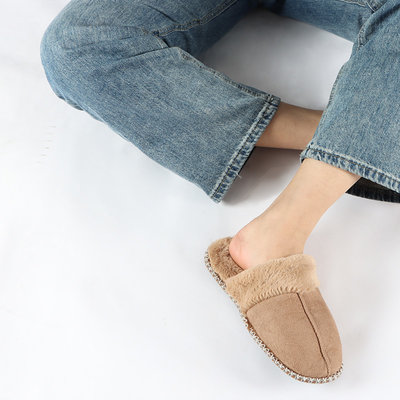 winter Warm Plush House Indoor Outdoor slippers Memory Foam Fluffy Rabbit hair Women's Slippers With TPR Sole
