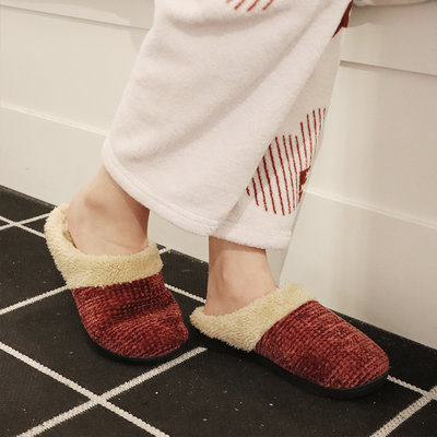 wholesale Customized ladies Chenille Knit Warm House Slippers with Soft jirong Lining Indoor Slipper For Women custom shoes
