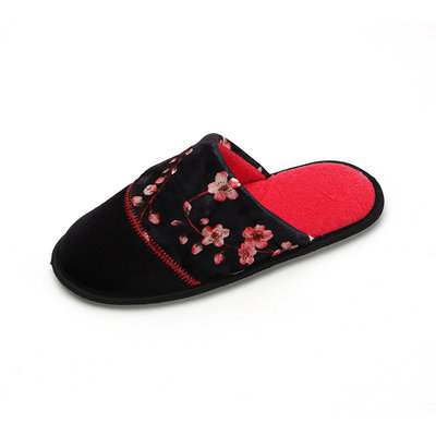 wholesale New design Retro Winter Slippers for Women Fluffy Slippers Shoes anti slip Short Plush Flat sole slippers