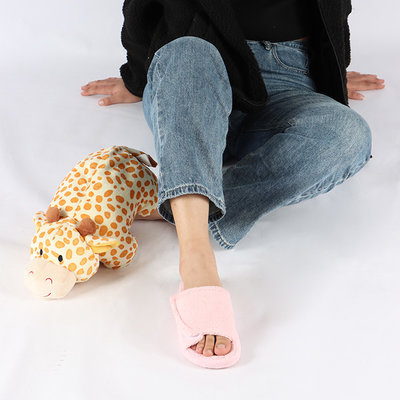 Factory price Cheap Women Coral fleece home Indoor Slippers Pure Color Open Toe Candy Color Flat house shoes