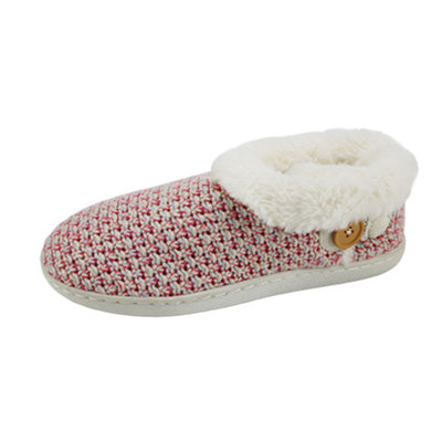 Women winter knitted home boots slippers house indoor  shoes  plush lining TPR sole