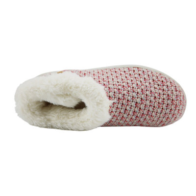 Women winter knitted home boots slippers house indoor  shoes  plush lining TPR sole