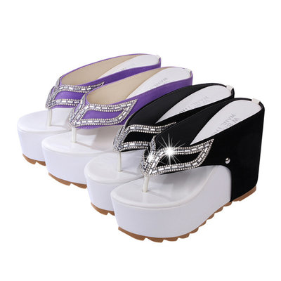 2022 rhinestone fashion design slides slippers lady heels flip flops non-slip summer sandals for women and ladies