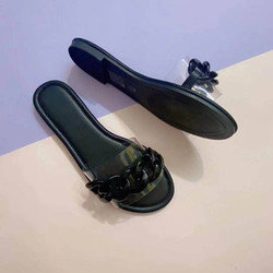 Fashion Summer Women Sandals Clear upper colorful chain decoration Jelly Shoes Ladies Flat Beach light slippers