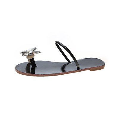 New Fashion Customized colorful Bowknot Women Sandals Flat Slippers Butterfly Design Lady Flip Flops Beach Shoes