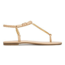 Factory supply casual shoes for women hot sale chain decorate flat flip flops low heel custom solid color sandals