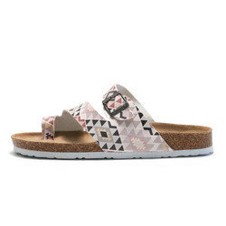 Summer women geometry pattern cork flat sandals beach ladies shoes casual slides outdoor Flip-Flops Slippers