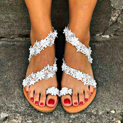 Factory supply new design flower decoration upper casual shoes soft sole non-slip sandals Breathable flip-flops slippers