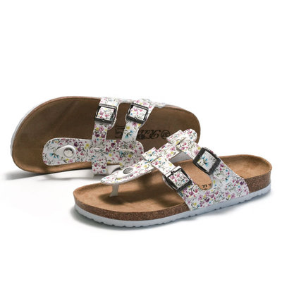Fashion Broken Flowers Ladies Cork Summer Sandals  Beach Casual Shoes Non Slip