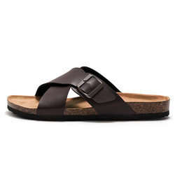 Non Slip Men Casual Footwear  Cross Strap Summer Solid Color Flat