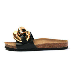 New design outdoor beach shoes fashion Metal ring decoration upper cork flat slippers summer sandals women