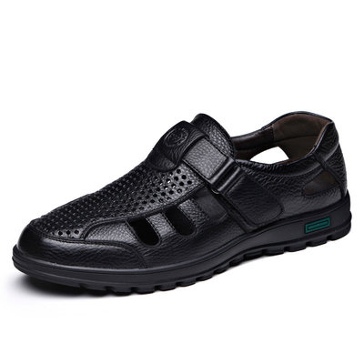 Closed Toe Summer Upper Casual Shoes Flat With Buckle Strap Closure