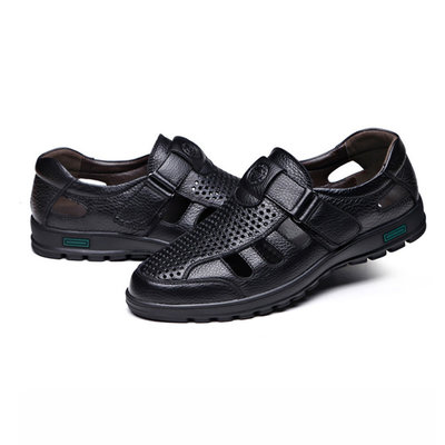 Closed Toe Summer Upper Casual Shoes Flat With Buckle Strap Closure
