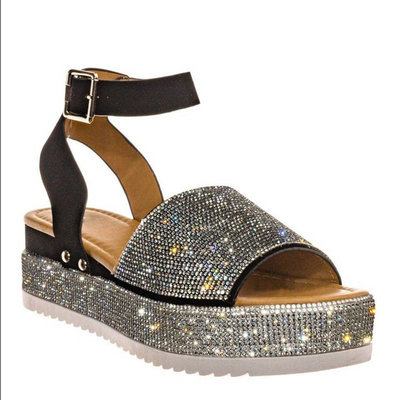 2022 New Arrivals Women rhinestones upper outdoor Shoes fashion Bling Sandals Luxury Thick Bottom slippers high sandals