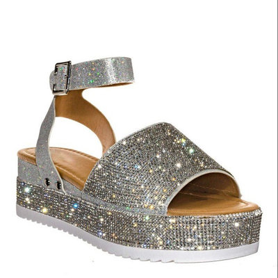 2022 New Arrivals Women rhinestones upper outdoor Shoes fashion Bling Sandals Luxury Thick Bottom slippers high sandals