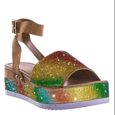2022 New Arrivals Women rhinestones upper outdoor Shoes fashion Bling Sandals Luxury Thick Bottom slippers high sandals