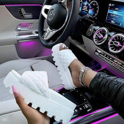 Comfortable and stylish New women thick sole non-slip beautiful casual shoes solid color large size ladies slippers high sandals