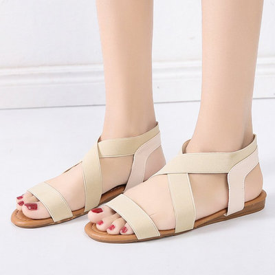New Arrival Simple style Women Sandals Solid Color Open Toe Flat non-slip fashion Hollow Ladies Casual shoes for sale