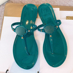 Sandals 2022 Summer Fashion solid color jelly flip flops Anti-Slip flat slippers For women and ladies in stock