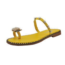 Wholesale Flat Casual Beach Shoes Ladies soft sole fashion Pineapple Pearl Sandals for women with High quality