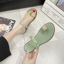 Wholesale Flat Casual Beach Shoes Ladies soft sole fashion Pineapple Pearl Sandals for women with High quality