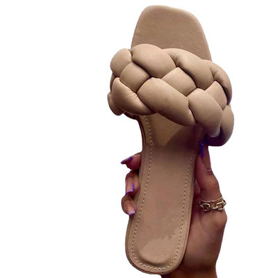 2022 new design Sponge woven slippers summer wholesale women flat beach sandals for girls outdoor casual shoes