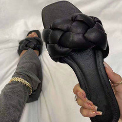 2022 new design Sponge woven slippers summer wholesale women flat beach sandals for girls outdoor casual shoes