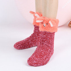 hot sales ladies antiskid soft socks mid-length polyester socks with lovely pattern sherpa socks with many colors