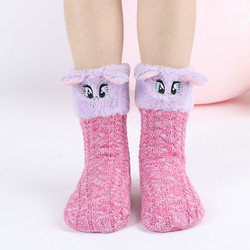 hot sales ladies antiskid soft socks mid-length polyester socks with lovely pattern sherpa socks with many colors