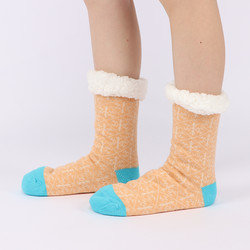 2021 winter hot sell women thick socks snow pattern print slipper sherpa socks new design house indoor fashion socks