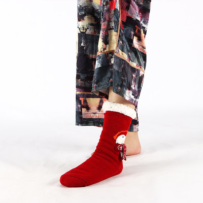 new design ladies red Slipper Socks Fuzzy Thick Warm Heavy faux fur lined Winter Socks Christmas Stockings For women