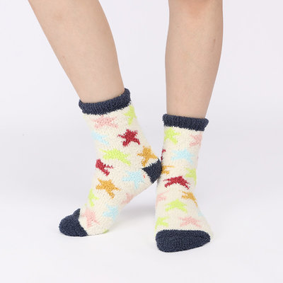 new  Custom cheap Colorful girl's Cartoon Pattern Stars slipper socks Women soft Candy Color Ankle Socks