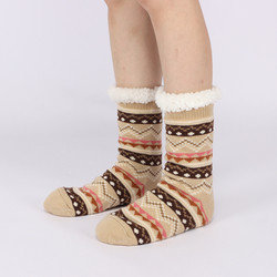 wholesale custom women winter warm anti skid cozy fuzzy plush indoor winter slipper socks ladies Christmas socks