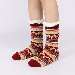 wholesale custom women winter warm anti skid cozy fuzzy plush indoor winter slipper socks ladies Christmas socks